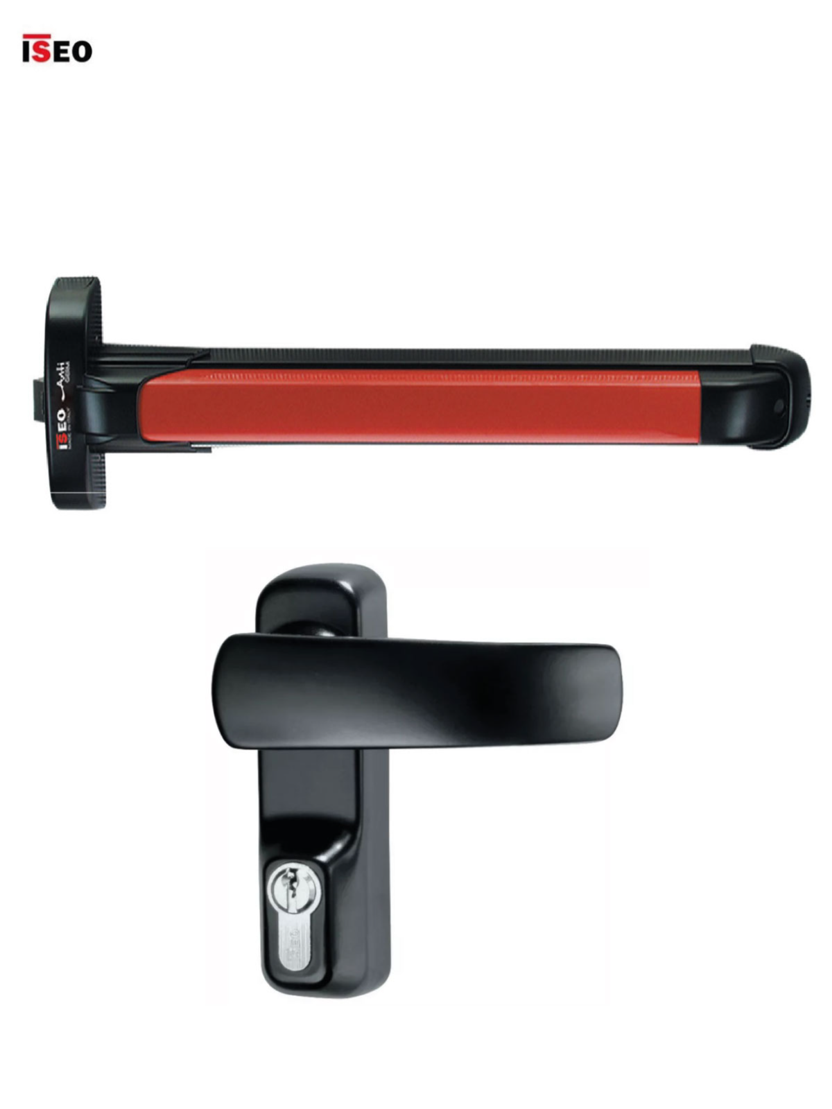 Barra antipánico Push Bar y manija con llave